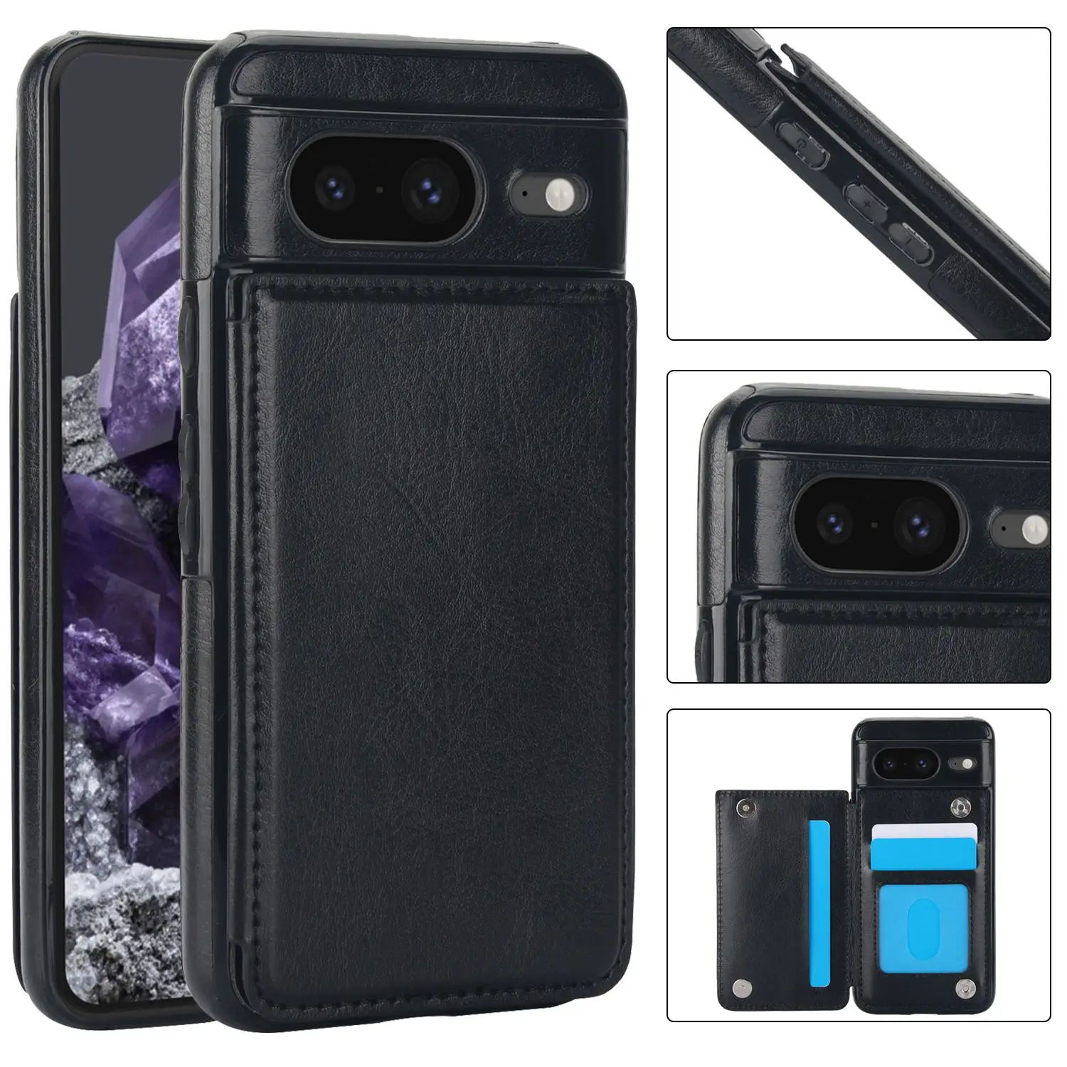 For Google Pixel 8 Pro/8/8A Wallet Case With Card Holder, PU Faux ...