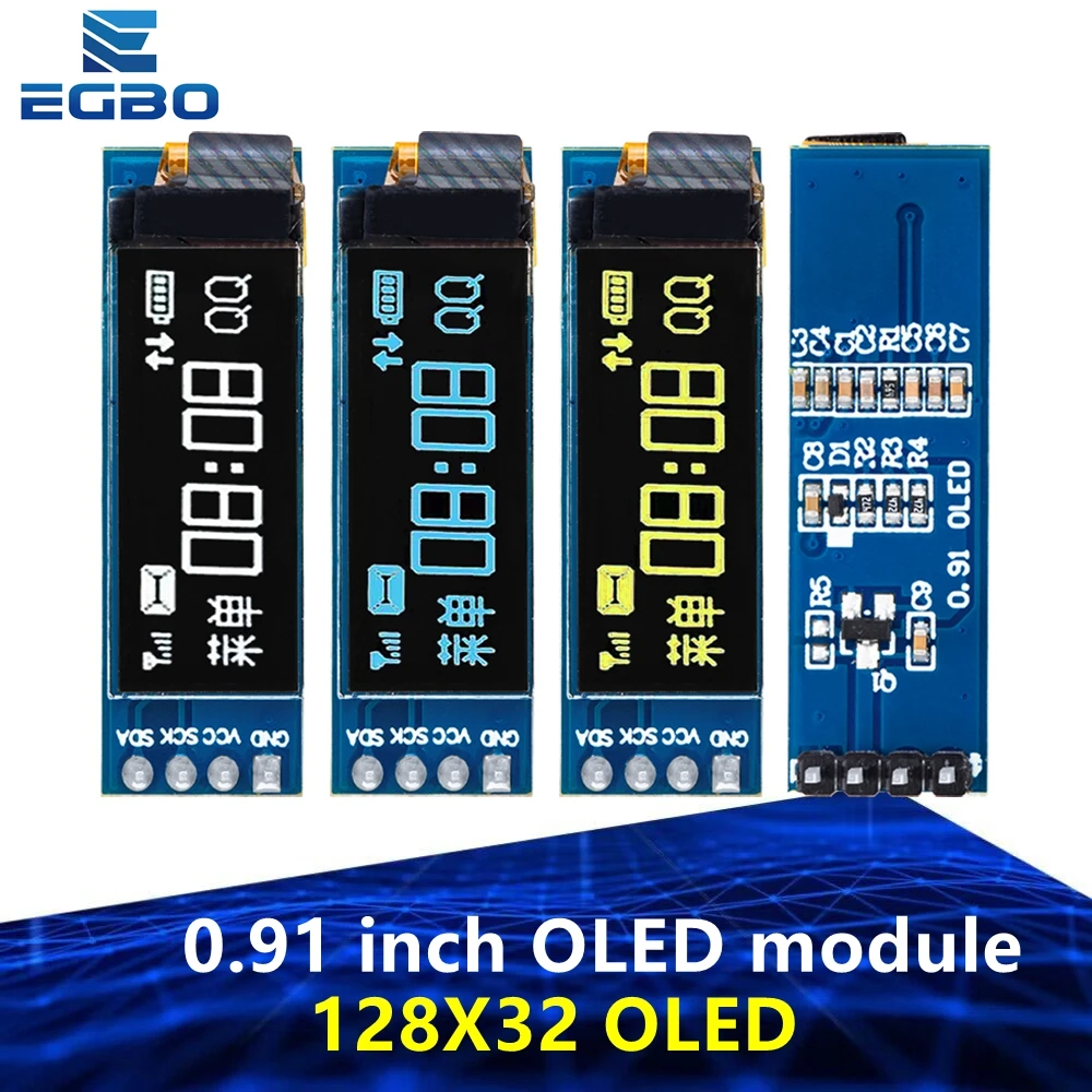 1PCS 0.91 inch OLED module 0.91" white blue OLED 128X32 OLED LCD LED Display module 0.91" IIC ...