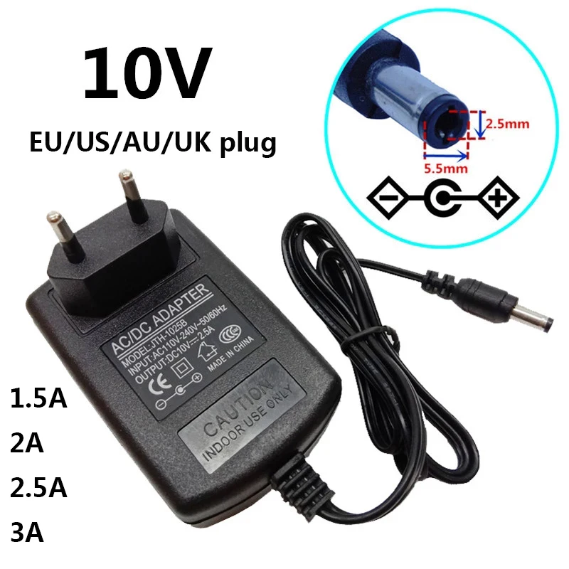 10v 2.5a 1.5a 2a 3a 100v-240v For Ac/dc 10 Volt 2500ma Adapter Power ...