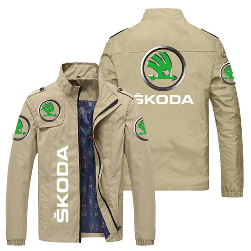 2022 New Spring Autumn Men Skoda Logo Jackets Popular Printed Casual Fashion Loose Biker Jacket ...