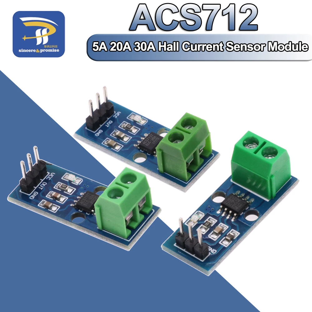 1pcs 새로운 5a 20a 30a 홀 전류 센서 모듈 Acs712 모델 Arduino Ac Dc 전류 감지 보드