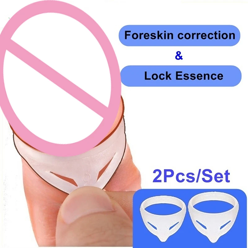 2Pcs-Silicone-Foreskin-Corrector-Ring-Penis-Locker-Ring-Male-Cock-Ring ...
