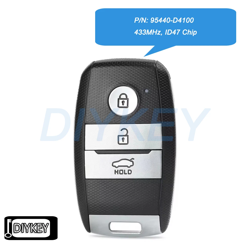 3 Buttons Smart Remote Car Key Fob 433MHz ID47 Chip for Kia Optima 2016 ...