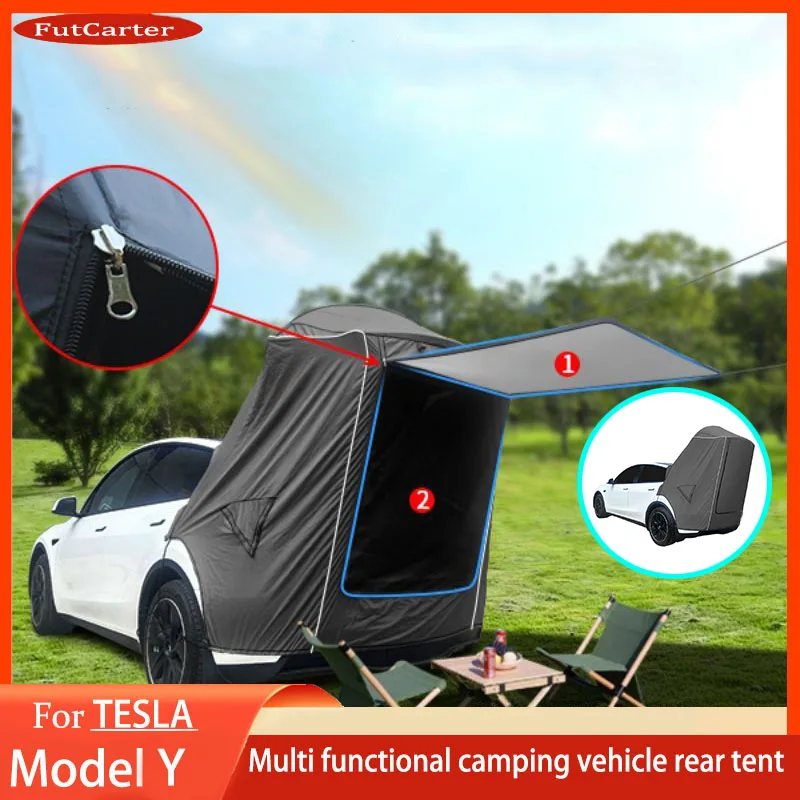 Camping-Tent-For-Tesla-Model-Y-Tailgate-Shade-Awning-Tent-Tesla ...