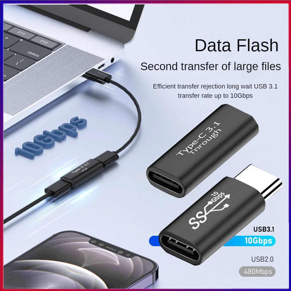 2つのタイプCケーブルを接続するためのUSBcメスアダプター,1ピース,10 gbps,100w pd,USB-Cデバイス用