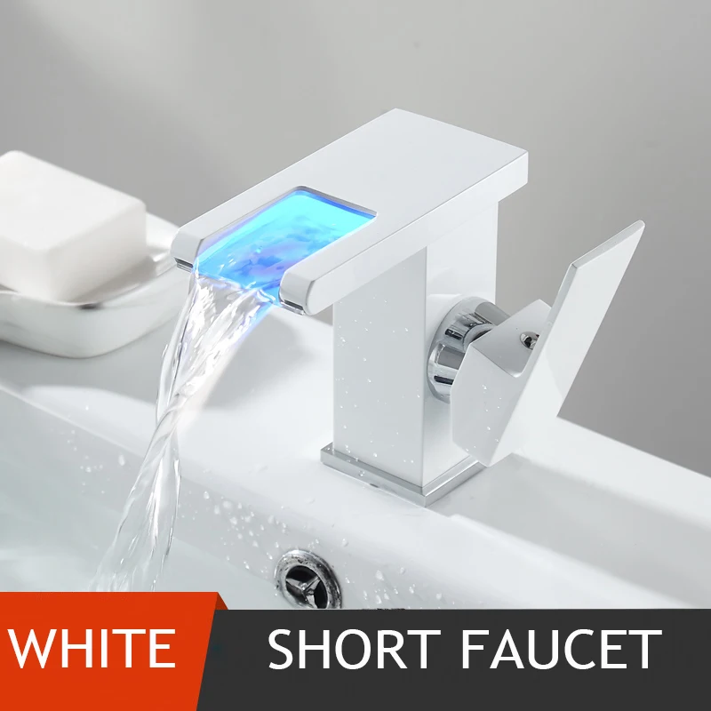 \Bathroom Hydropower LED Waterfall Faucet Sink Basin Mixer Deck Mounted ...