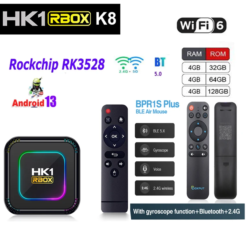 HK1-RBOX-K8-Smart-TV-Box-Android-13-Rockchip-3528-Quad-Core-Support-8K ...