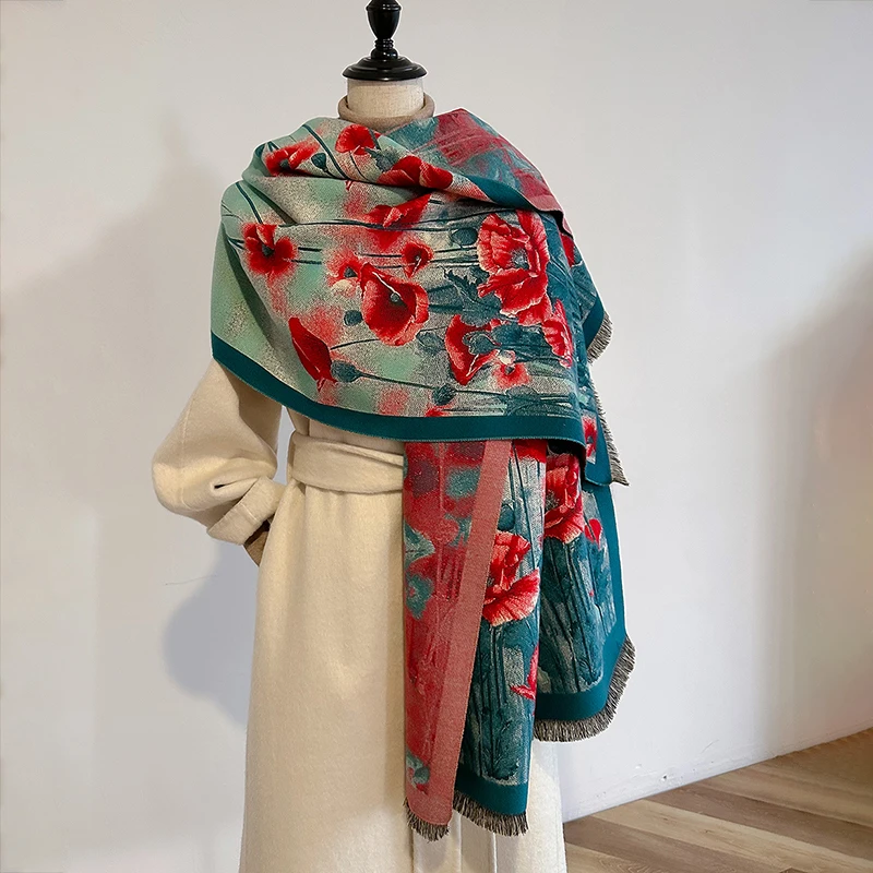 Print New Wraps Pashmina Travel Poncho Warm Cashmere Scarf Women 2023 ...