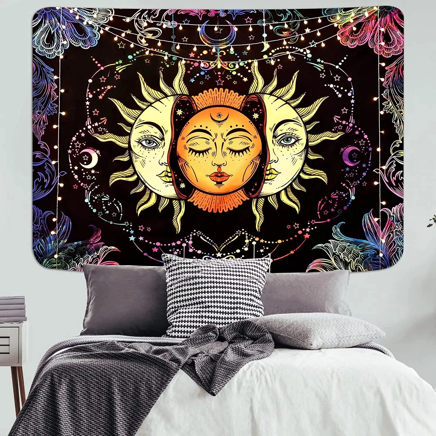 Sun-and-moon-tapestry-burning-sun-tapestry-black-color-tapestry-moon ...