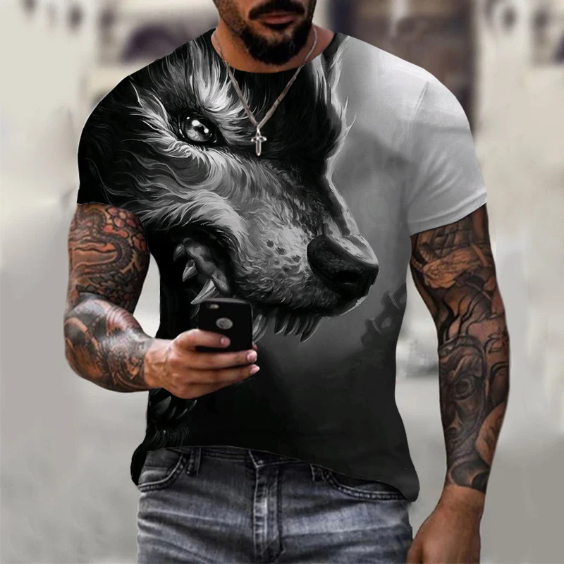 Men-s-Wolf-Print-3D-T-shirt-Beast-Pattern-Men-s-T-shirt-Summer-Quick ...