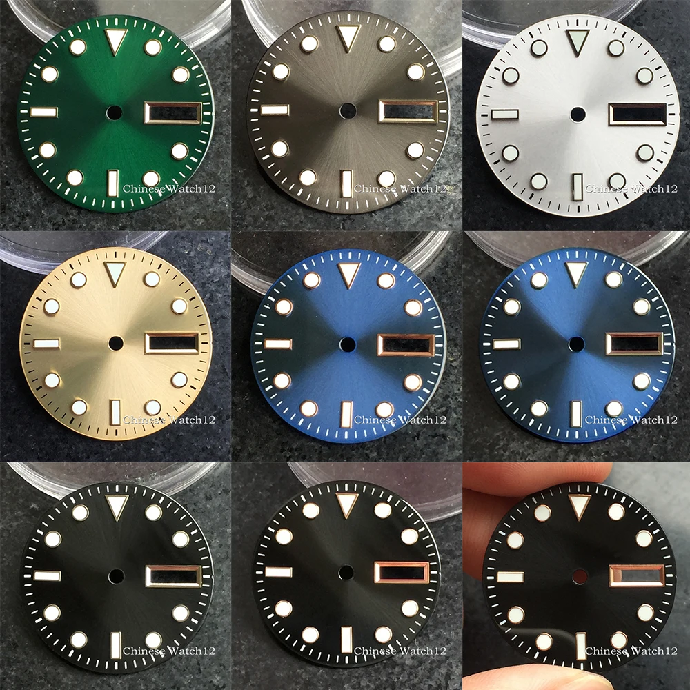 BLIGER New 29mm Green/Blue/Black/White/Gold Luminous Watch dial Fits ...