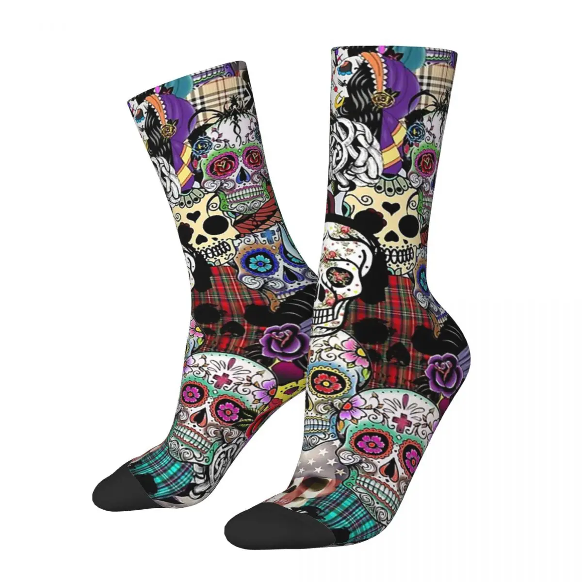 Socks Pattern Skulls | Halloween Socks Men | Happy Socks Men Skull | Skull Crew Sock Men - Men's ...