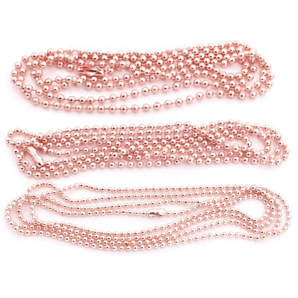 5pcs-1-5mm-2mm-2-4mm-Rose-Gold-Color-Plated-Ball-Beads-Chain-Necklace ...
