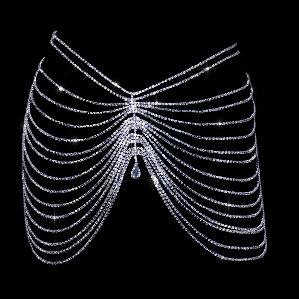 Sexy Drawstring Multi Layer Dress Short Skirt Nightclub Crystal Body ...