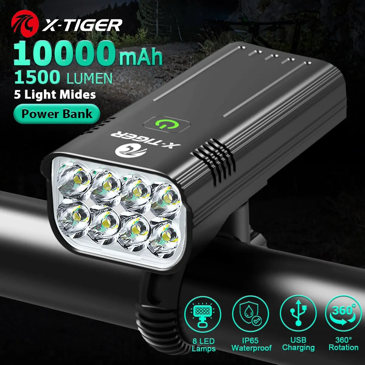 Juego-de-luces-X-TIGER-para-bicicleta-l-mpara-delantera-IPX5-resistente ...