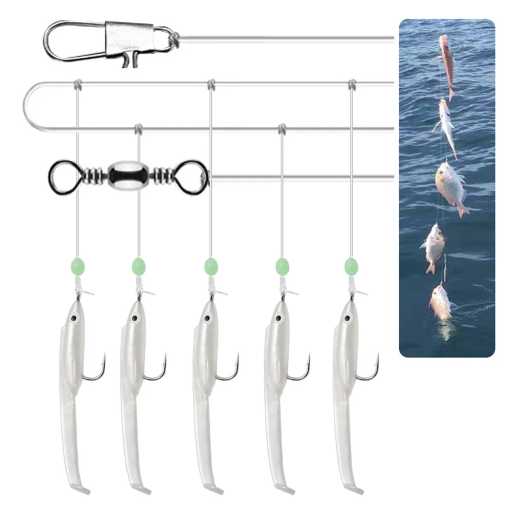 Sabiki Rig White Fish Luminous life like soft plastic. - Easy Fishing ...