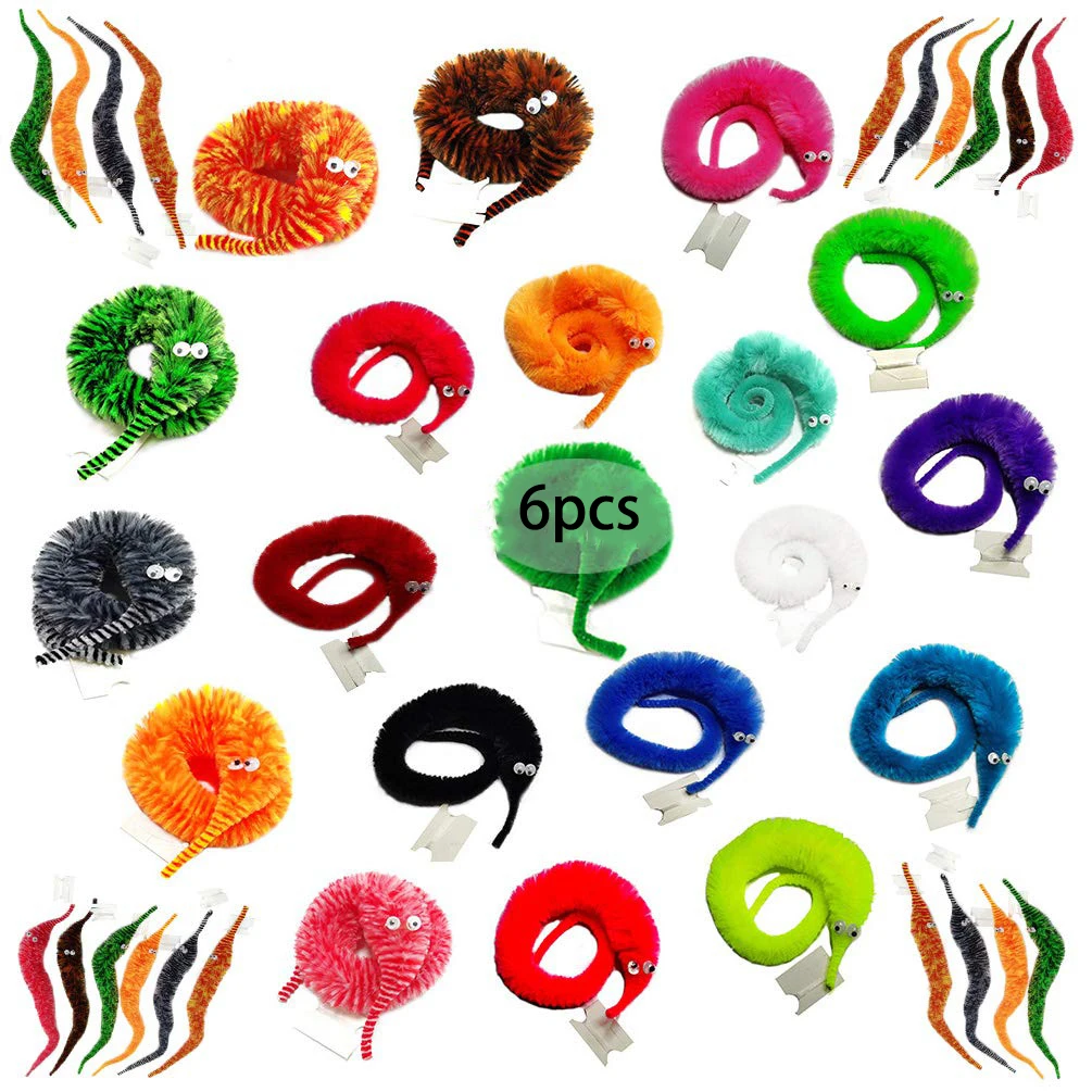 1-6pcs-Twisty-Worm-Magic-Toy-Party-Favorite-Furry-Worm-String-Christmas ...