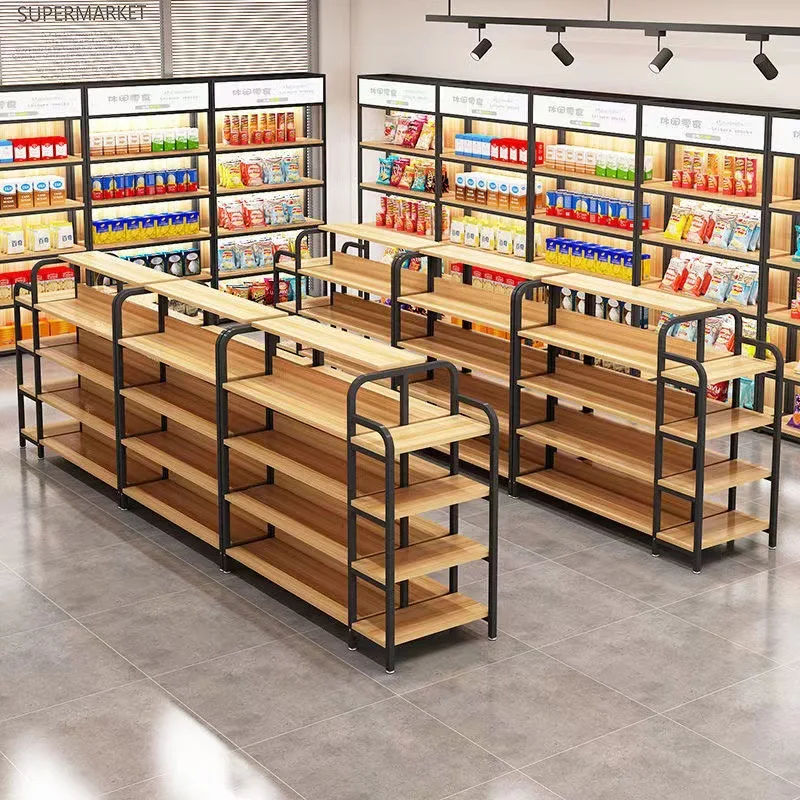 custom-Heavy-Duty-Double-Sided-Supermarket-Shelves-Steel-Wood-Shelves ...