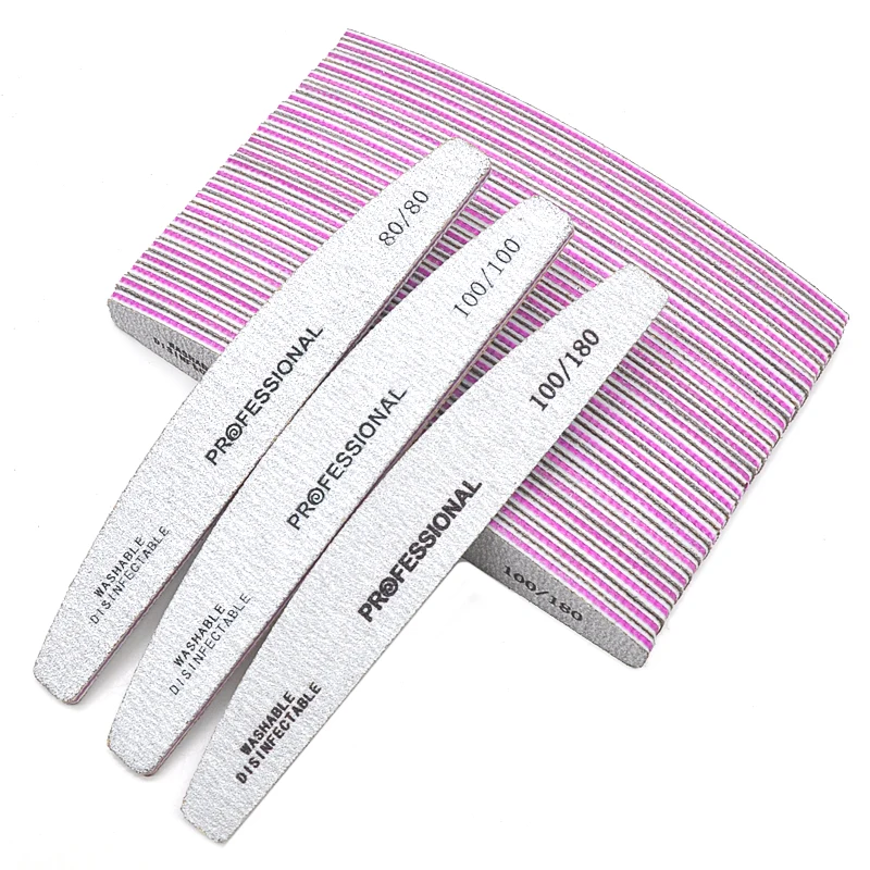 5Pcs-Professional-Nail-Art-File-80-100-180-Grit-Grey-Buffer-Curved ...