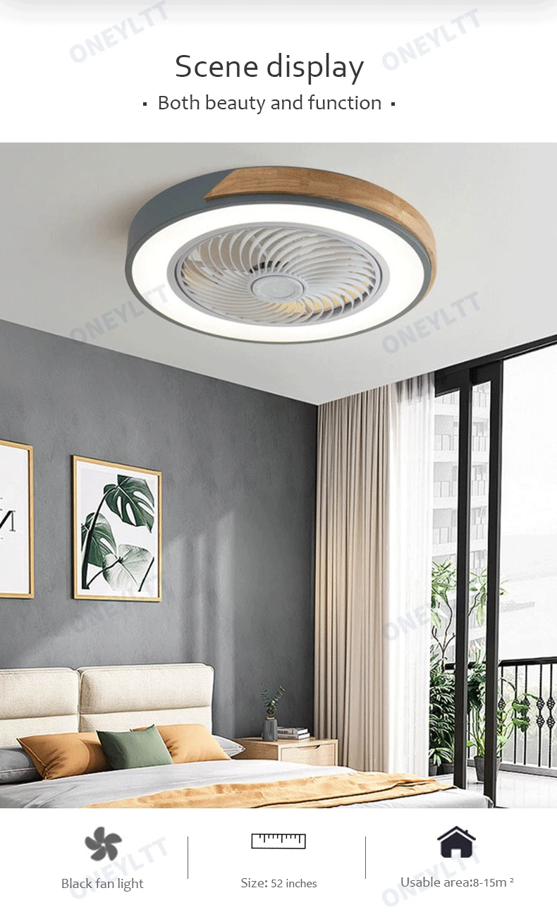 Plafonnier LED avec ventilateur intégré et télécommande, design moderne ...