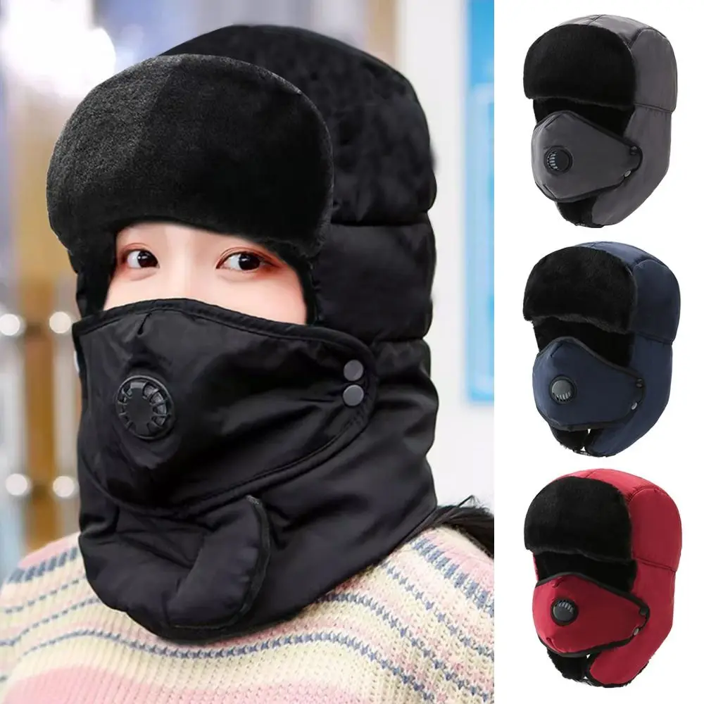 Thick Plush Bomber Hat Beanie Russian Caps Warm Winter Hat Ushanka ...