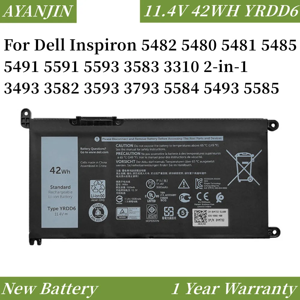 YRDD6 42WH Battery For Dell Inspiron 5482 5480 5481 5485 5491 5591 5593 ...