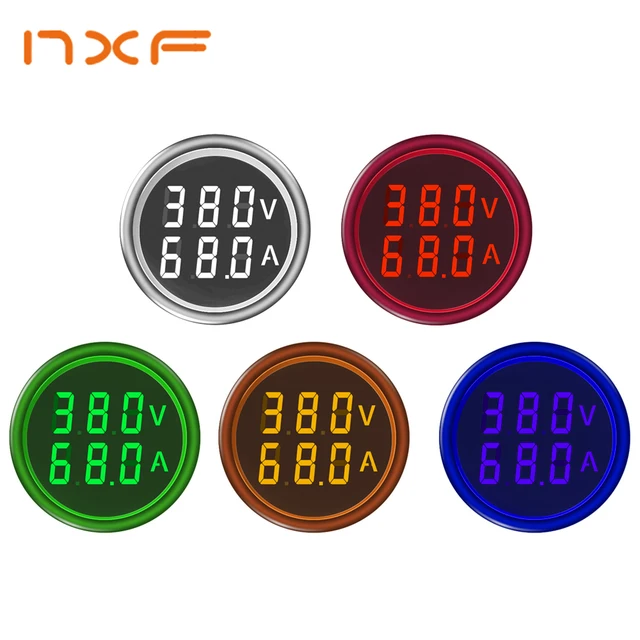 Led Voltmeter Digital AC 220 Mini Display 60-500V 1-100A Digital Voltmeter Ammeter Frequency ...