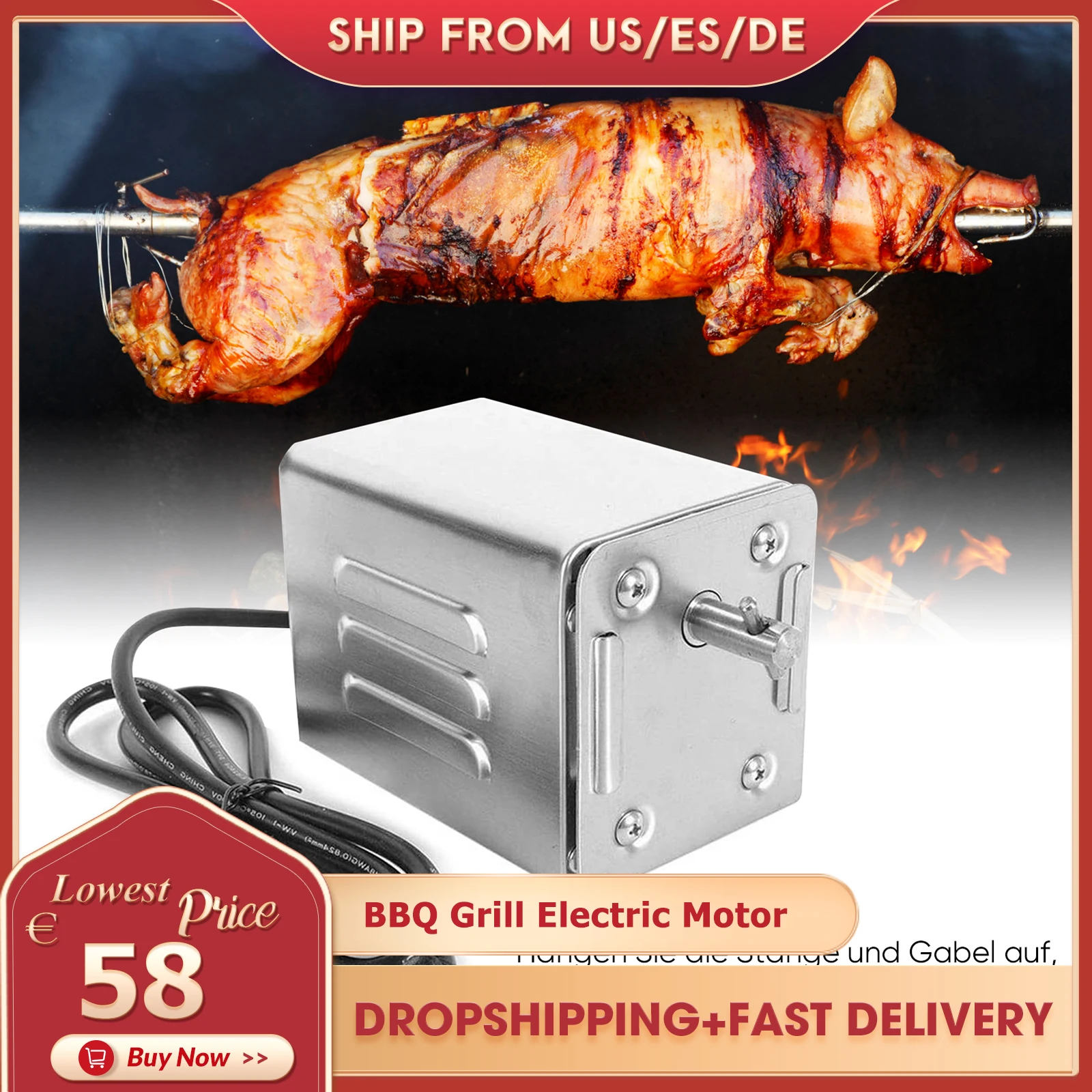 BBQ Grill Roaster Electric Motor Goat Pig Chicken BBQ Spit Rotisserie ...