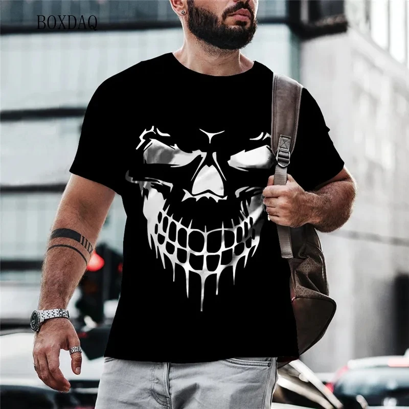 Men-s-Evil-Horror-Skull-Graphic-T-shirts-Short-Sleeve-Gothic-3D-Printed ...