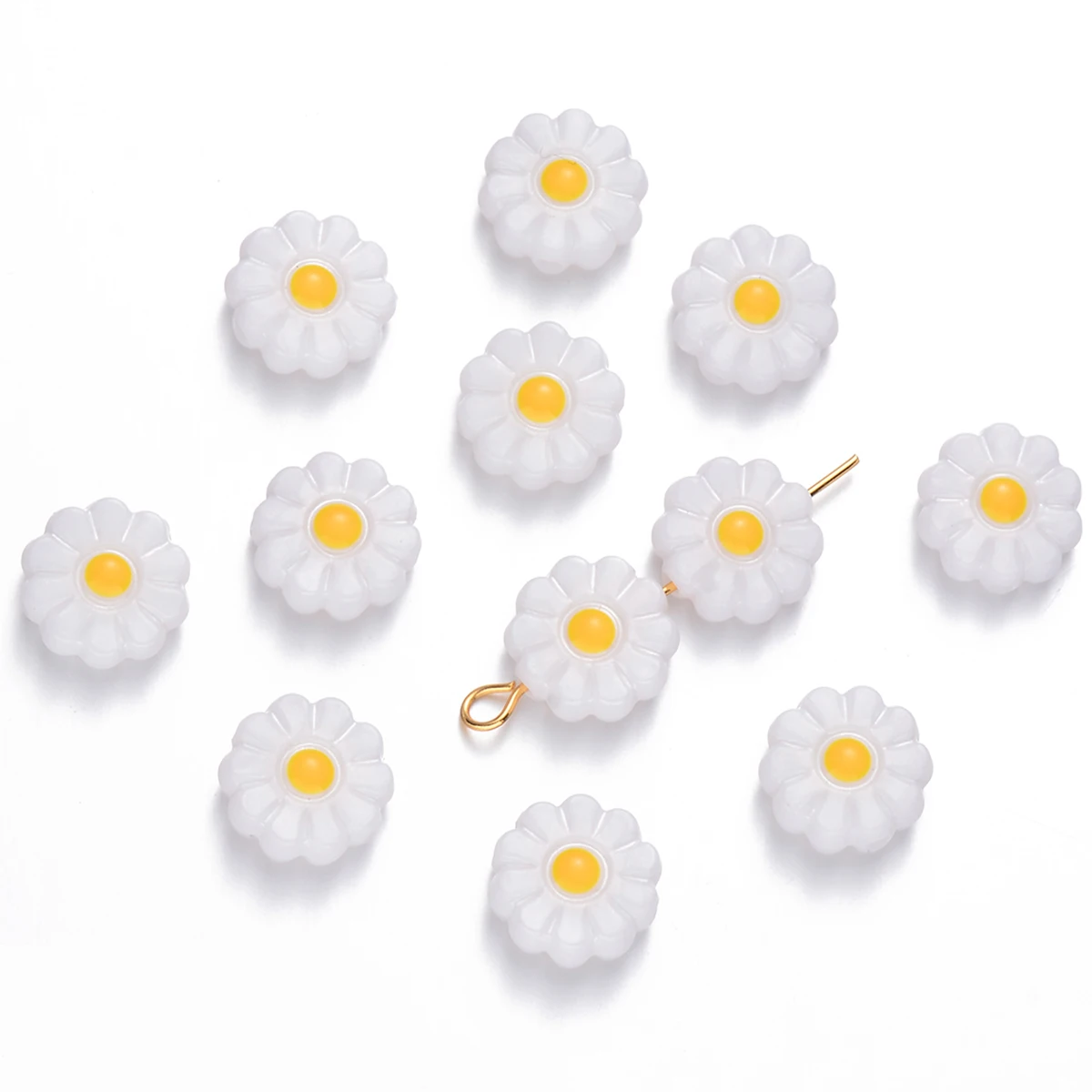20-100pcs Mini Cute White Oil Drip Daisy Accessories Flower Beads DIY ...