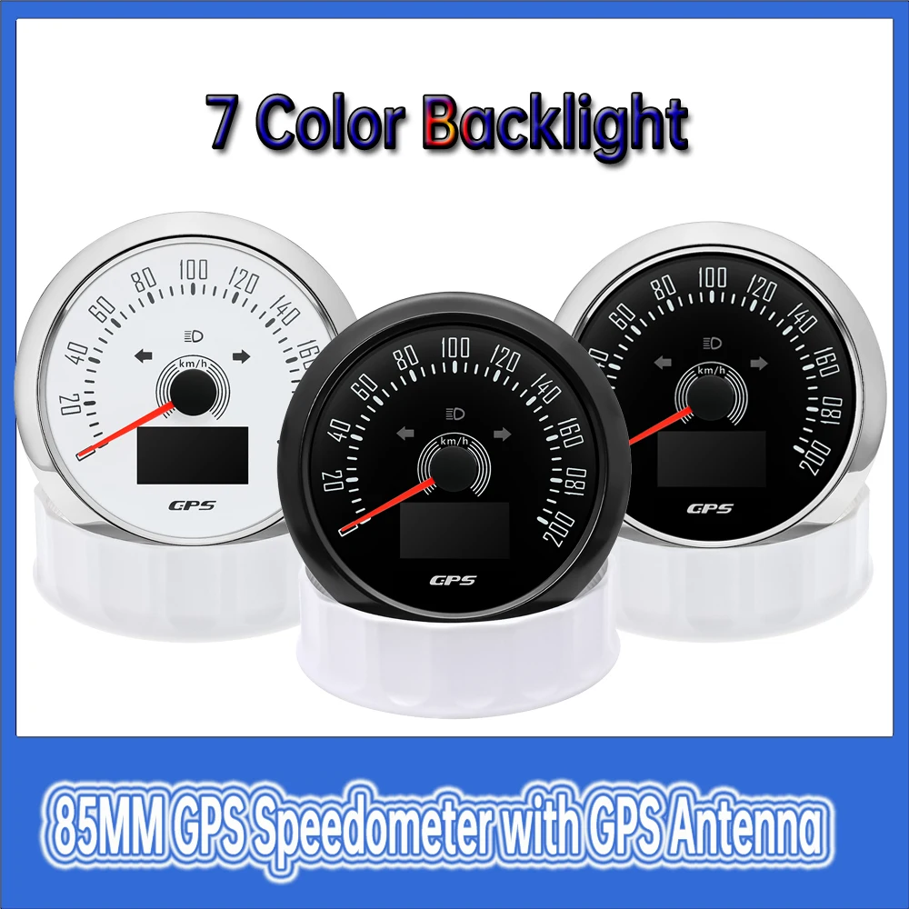 Car-GPS-Speedometer-Gauge-7-Color-Backlight-With-GPS-Antenna-Car-Truck ...