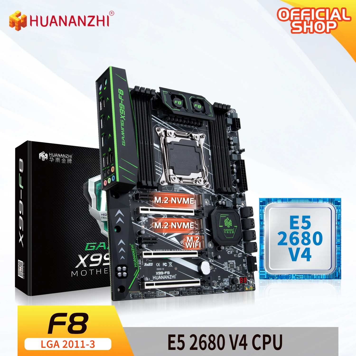 Huananzhi X99 F8 X99 Motherboard With Intel Xeon E5 2680 V4 Lga2011-3 Ddr4 Recc/non-ecc Memory ...