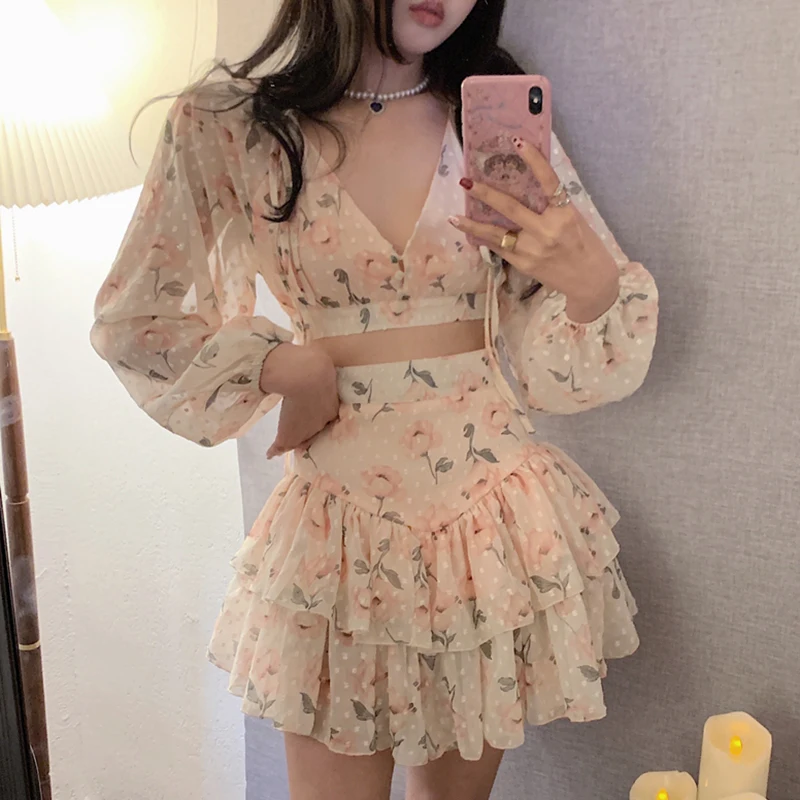 Summer-2-piece-sets-Chiffon-beach-outfits-Sexy-Crop-Top-two-piece-set ...