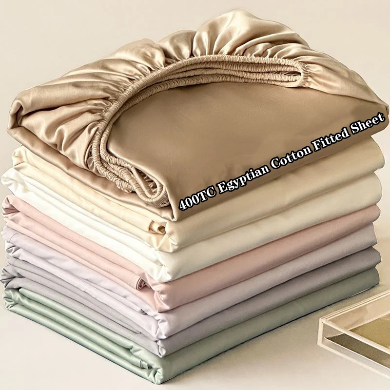 Soft-Luxury-Egyptian-Cotton-Fitted-Bed-Sheet-with-Elastic-Bands-400TC ...
