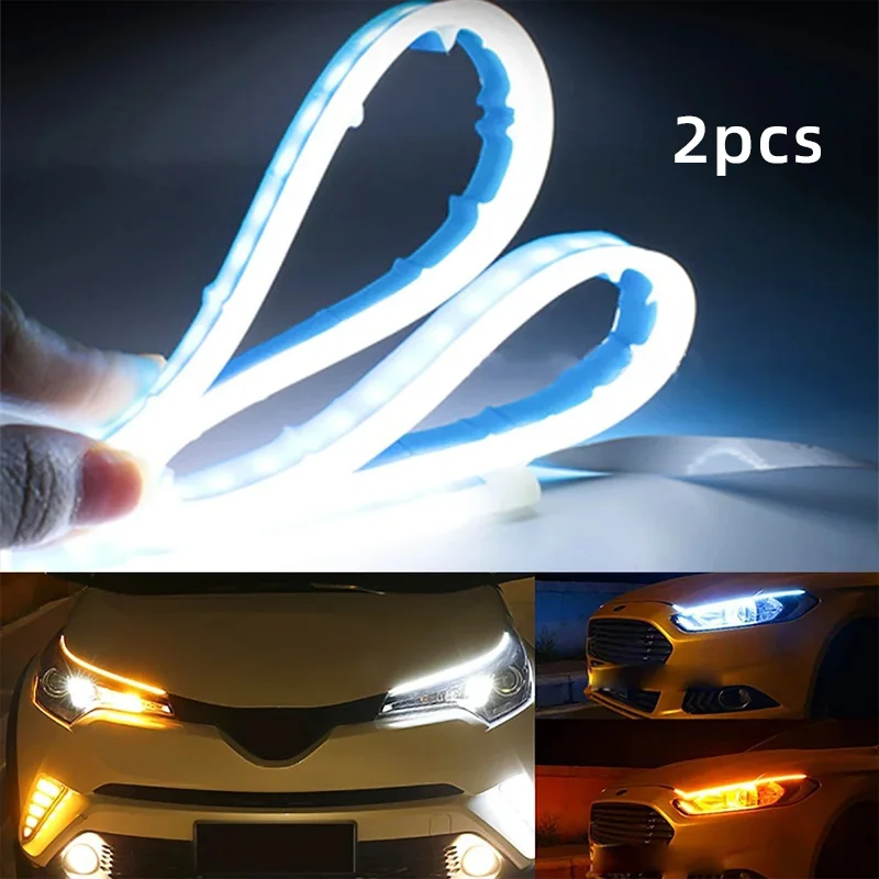2x-Ultrafine-DRL-30-45-60cm-Daytime-Running-Light-Flexible-Soft-Tube ...