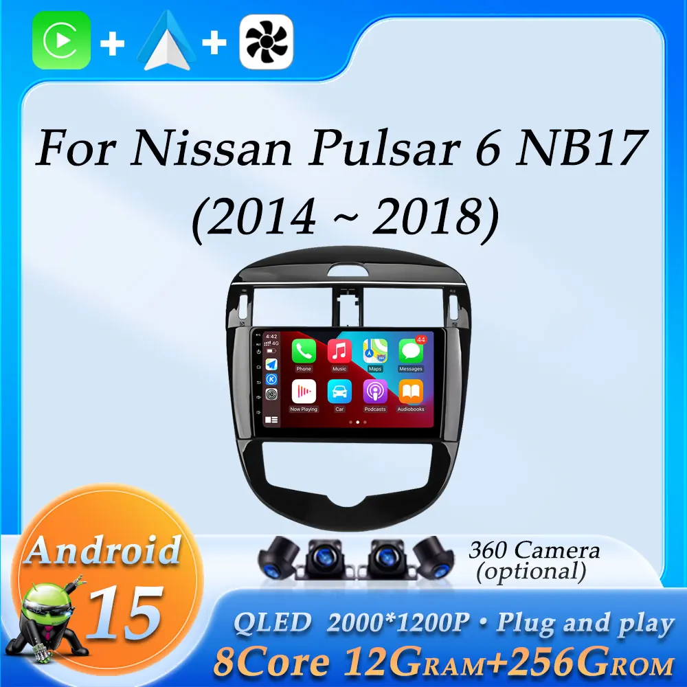 9 inch for Nissan Pulsar 6 NB17 2014 - 2018 Android 15 Wireless CarPlay ...