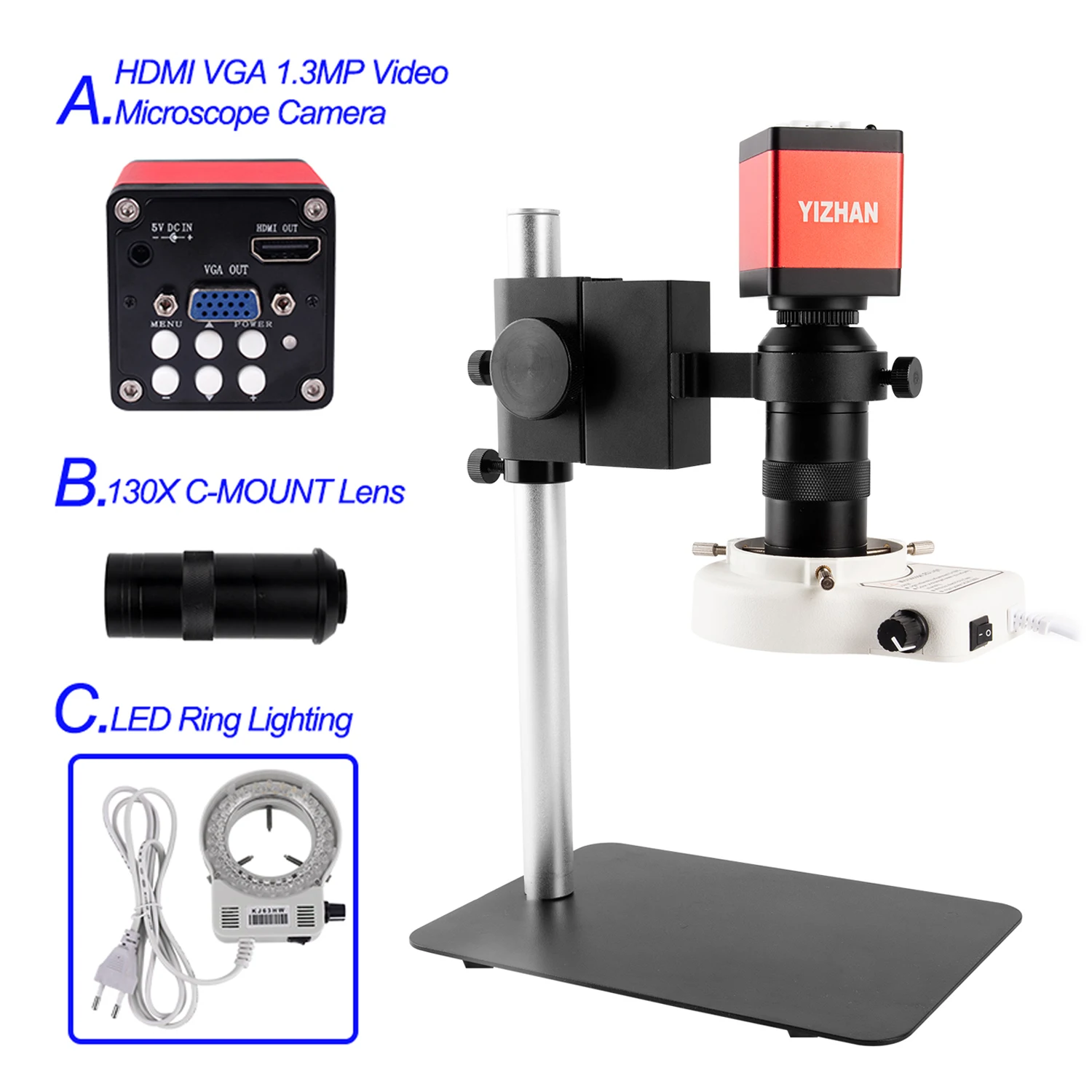 HDMI Microscope Camera HD 13MP 48MP USB 60FPS VGA Industrial Microscope ...