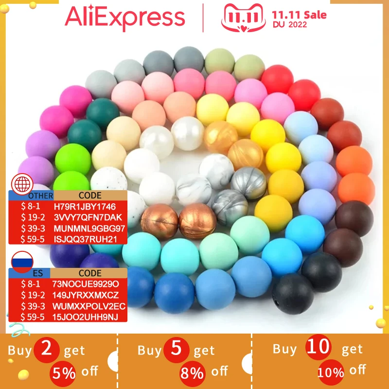 Lofca 10pcs 19mm Silicone Beads Teething Chew Beads Food Grade Teether Necklace Bpa Free Diy ...
