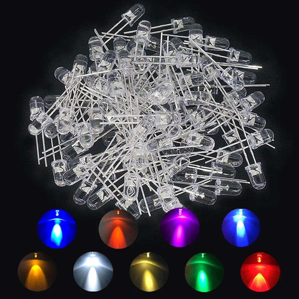 100Pcs-5mm-Round-LED-Diode-F5-Assorted-Kit-RGB-White-Green-Red-Blue ...