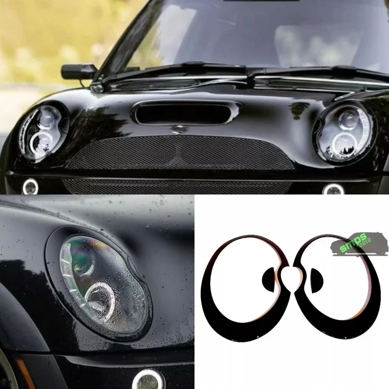 Head-Light-Covers-para-Mini-Cooper-S-JCW-Gloss-Black-De-Chrome-Blackout ...