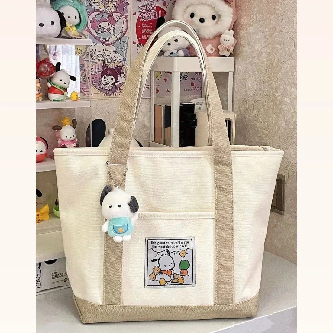 Kawaii-Pochacco-Canvas-Bag-Japanese-Casual-Shoulder-Tote-Bag-Fashion ...