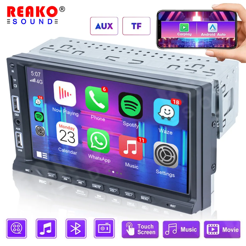 REAKOSOUND-1-Din-Car-Radio-7-Universal-Carplay-Multimedia-Player-Android-Auto-Audio-MP5 ...