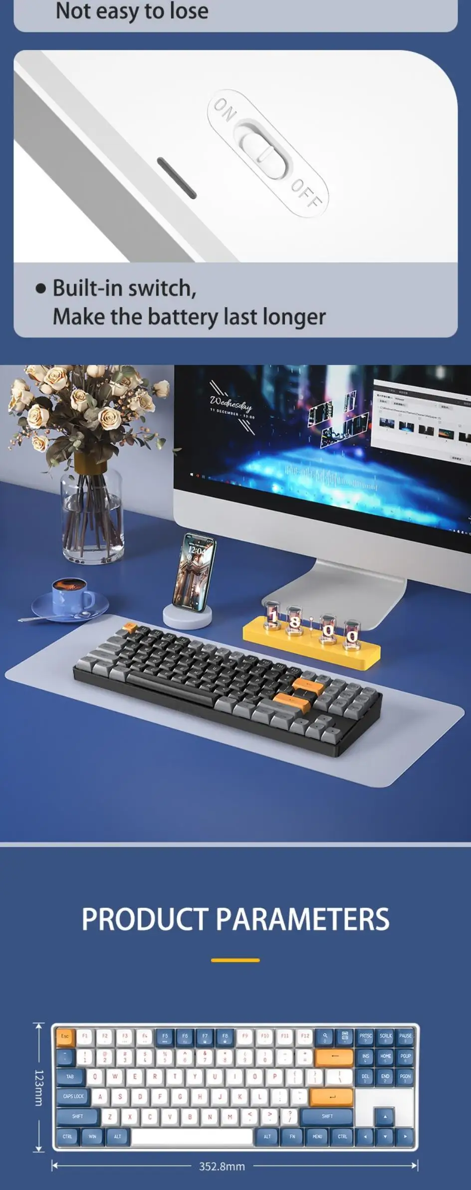 Aigo A87 Hot-Swap Wireless Mechanical Keyboard