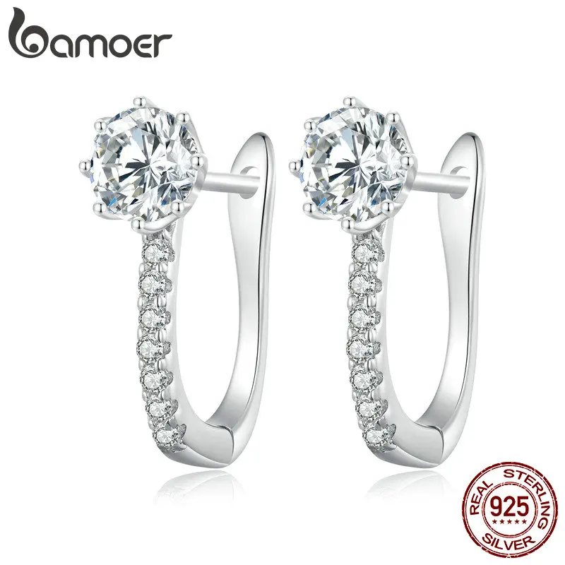 Bamoer-925-Sterling-Silver-placcato-platino-minimalista-a-forma-di-U-fibbie-per-le-orecchie ...