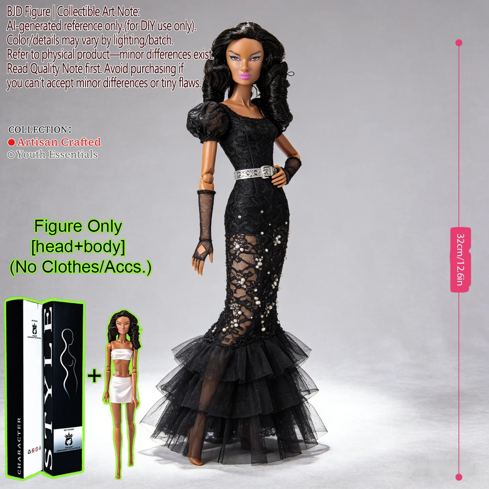 12.6in 1/6 Scale 12-Joint Posable BJD/MJD Doll - Exquisite Facial ...