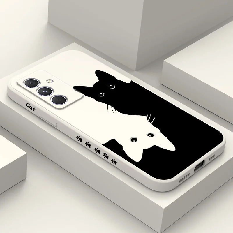 Black White Cat Phone Case For Samsung Galaxy A17 A56 A54 A34 A24 A14 ...