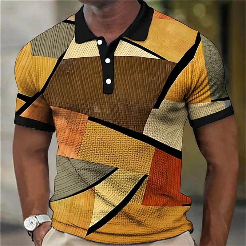 Geometric-Splicing-Pattern-Polo-Shirt-For-Men-Colorful-3D-Printed-Tees ...