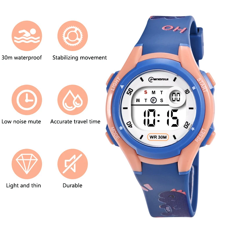 Children Watch Sports Cute Print Card Waterproof Alarm Clock Boys and ...