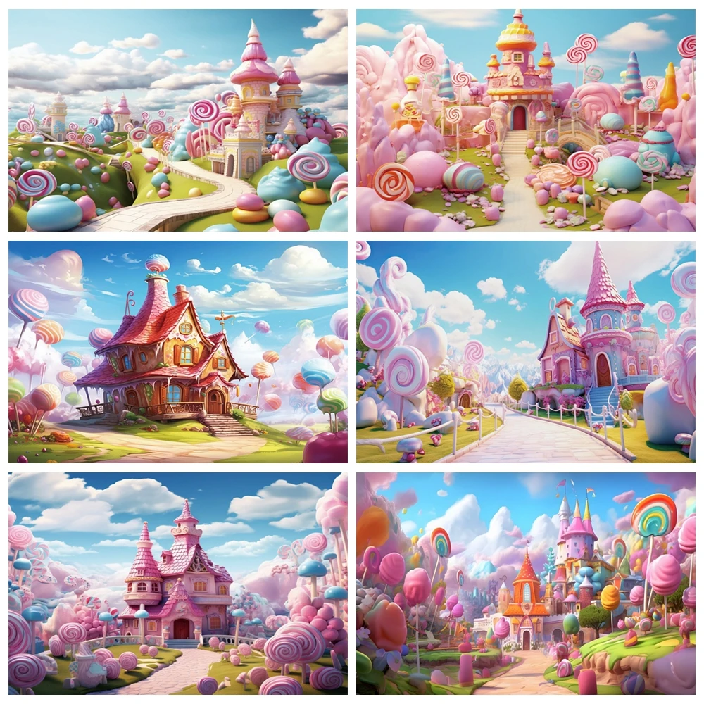 Laeacco-Sweet-Candy-Castle-Backdrop-for-Photography-Lollipop-House-Kids ...