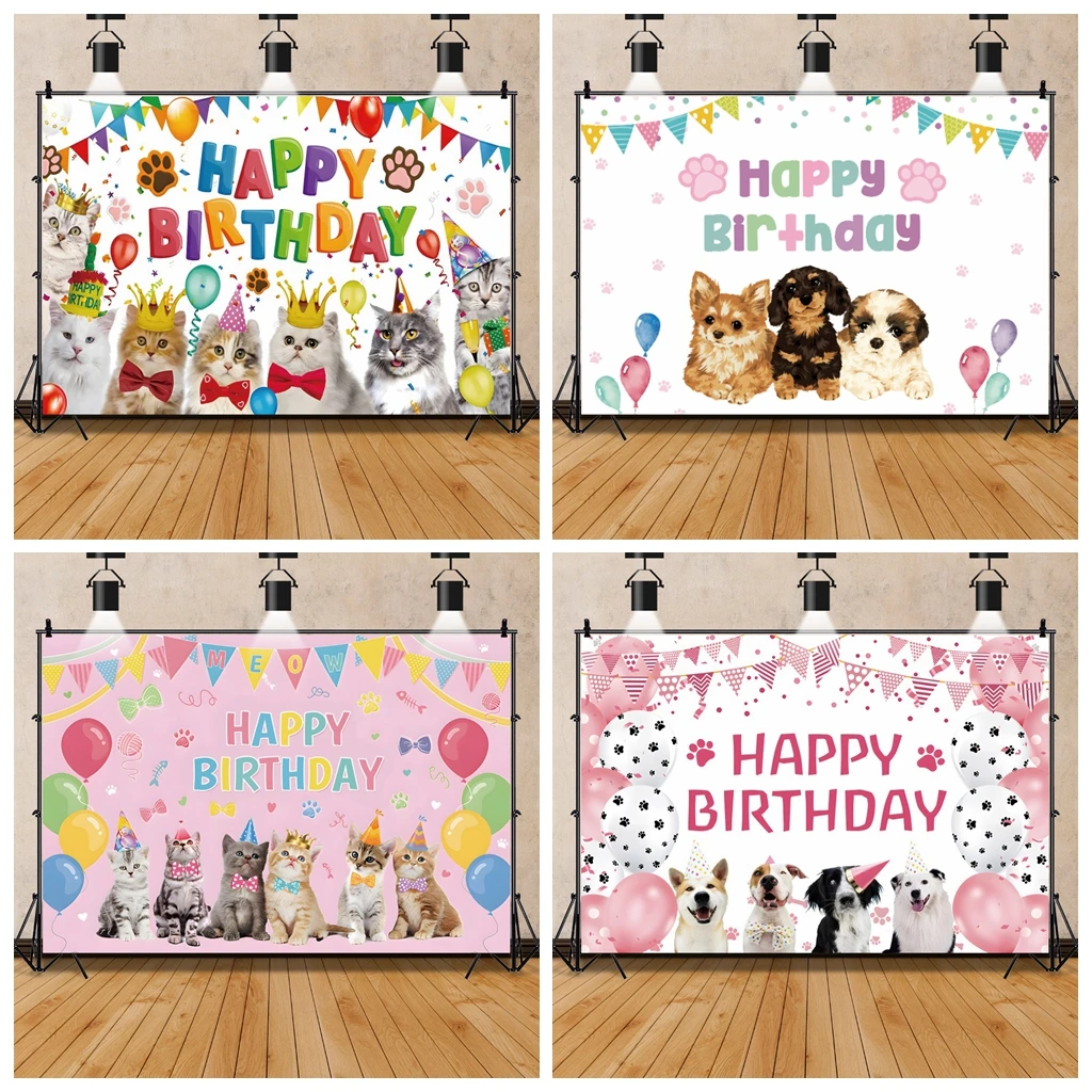 Puppy-Dog-Let-s-Paw-ty-Pet-Party-Backdrop-Cute-Cat-Dog-Children ...